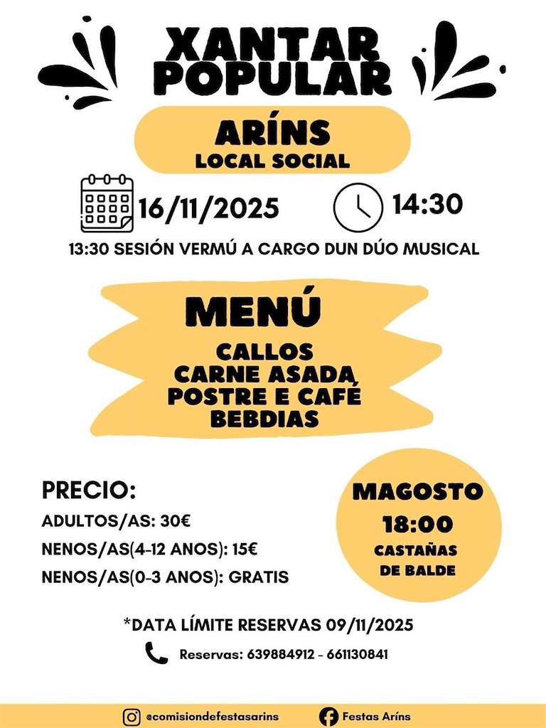 Xantar Popular de Arins en Santiago de Compostela